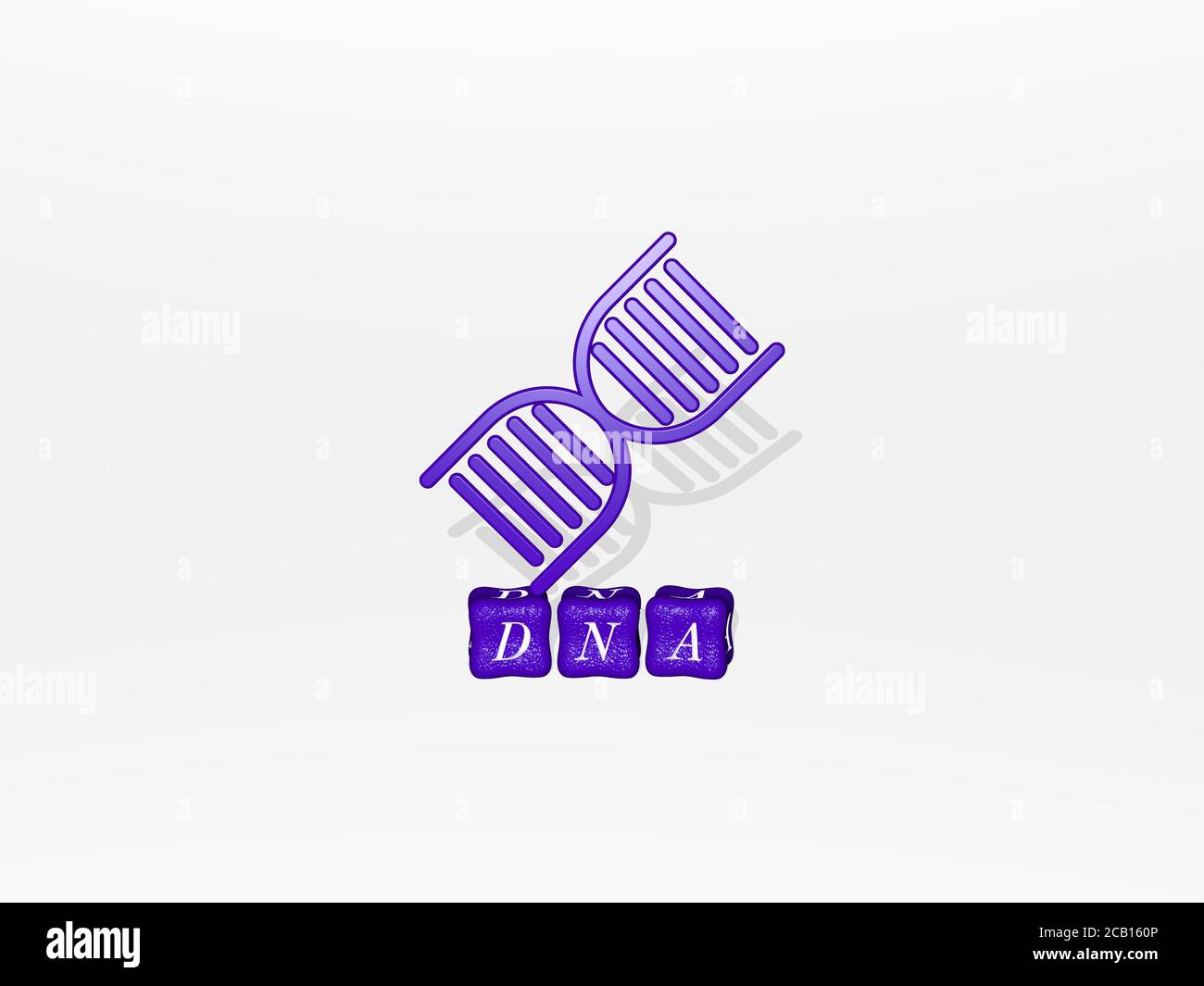 DNA 3D icon on cubic text. 3D illustration. background and biology ...