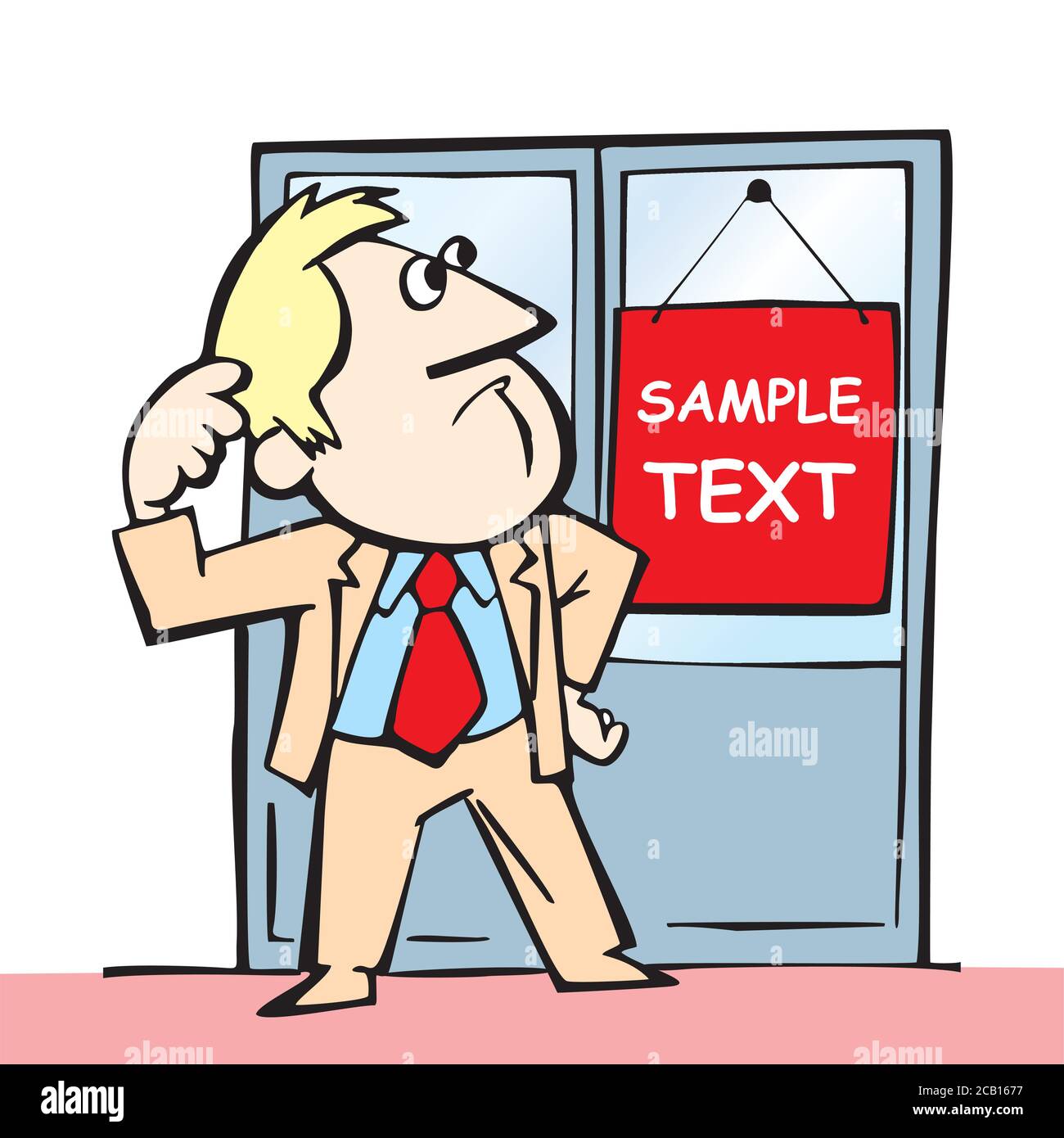 A man stands in front of the door, Retro Cartoon Vector Illustration ...