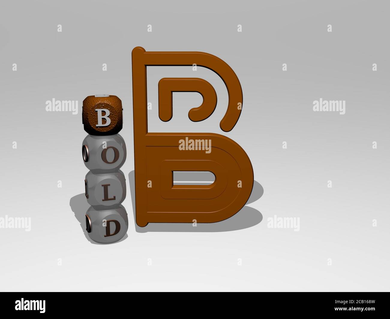 3D representation of bold with icon on the wall and text arranged by ...