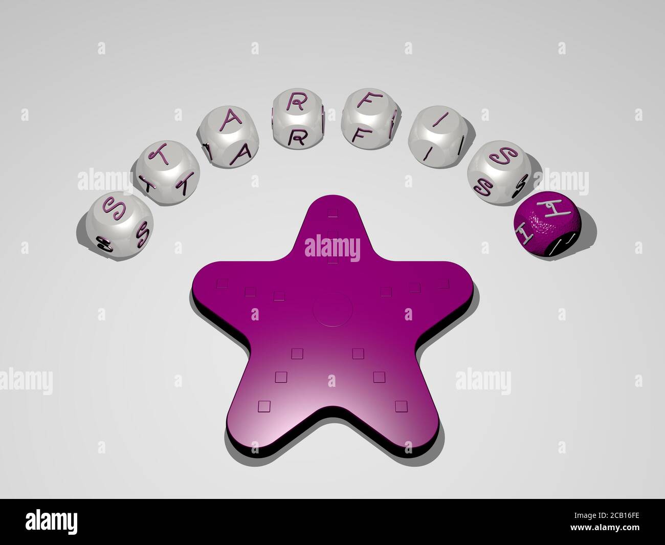 starfish 3D icon surrounded by the text of cubic letters. 3D ...