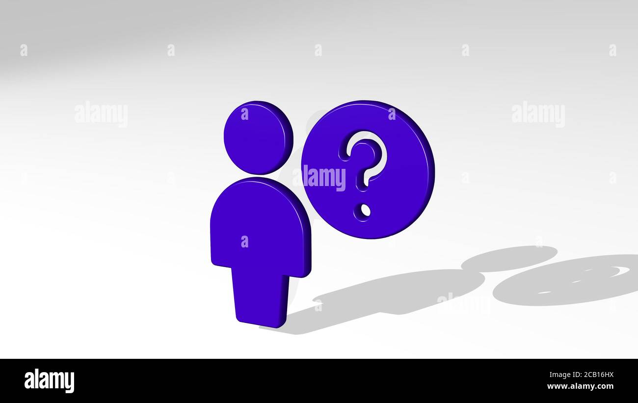 single neutral question 3D icon casting shadow. 3D illustration ...