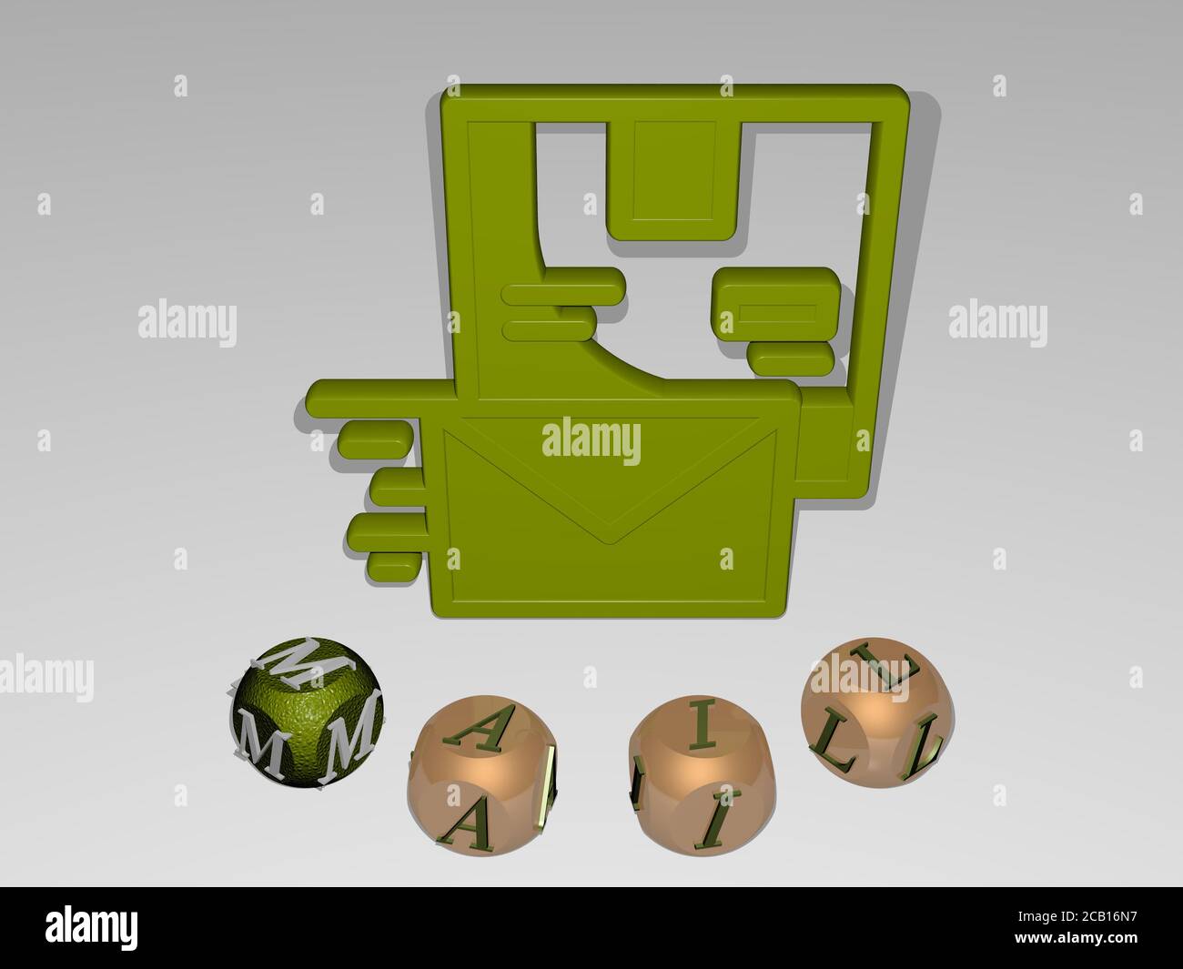 MAIL round text of cubic letters around 3D icon. 3D illustration ...