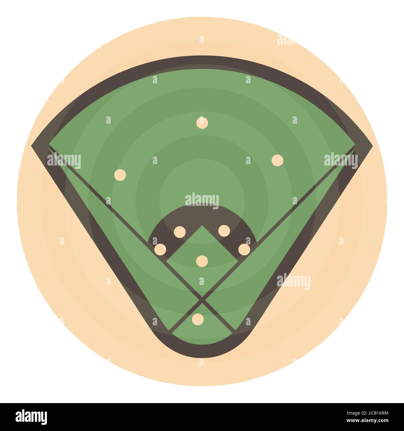 Round field to play baseball with markup and players, vector ...