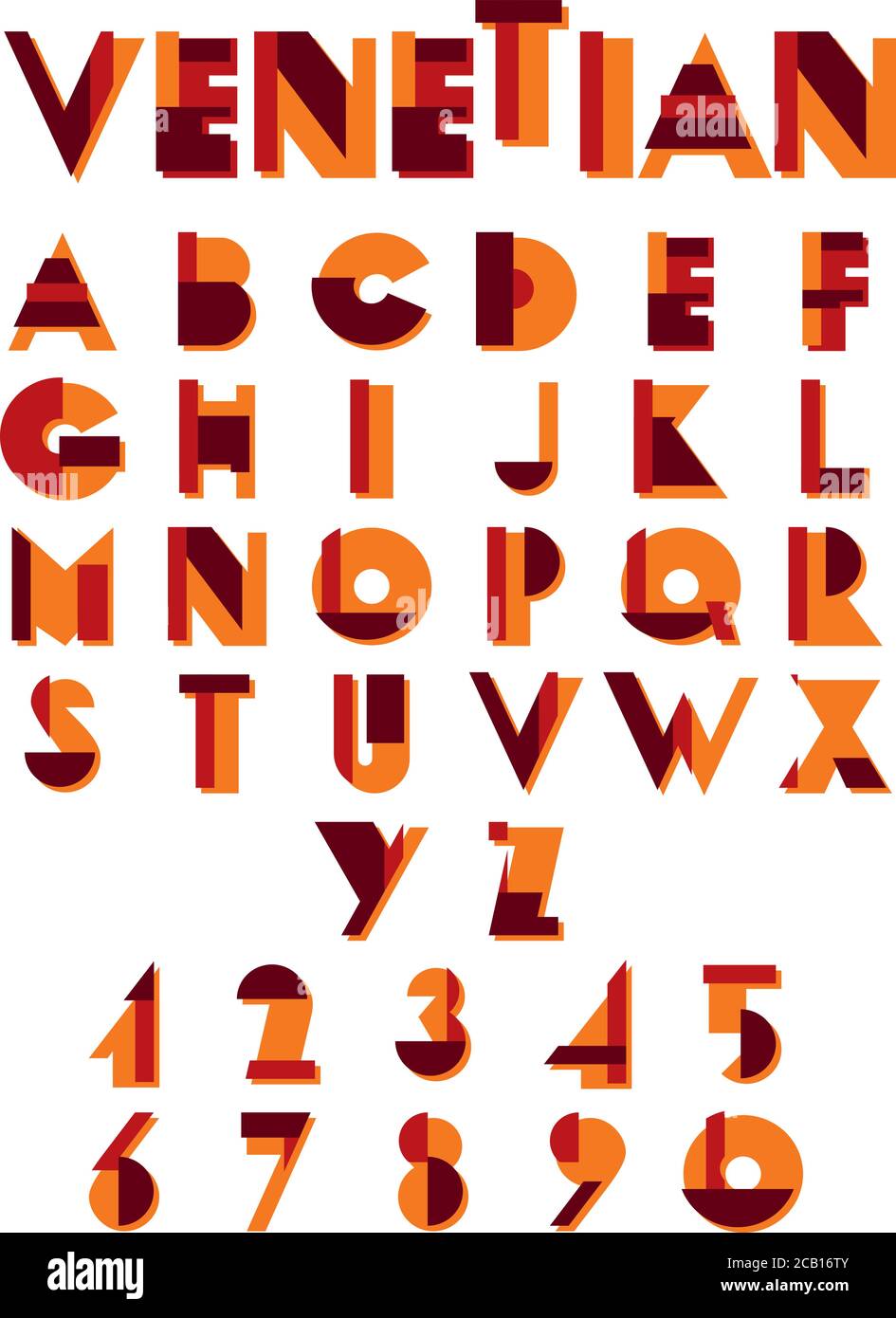 Font of geometric shapes, Venetian, vector alphabet set Stock Vector ...