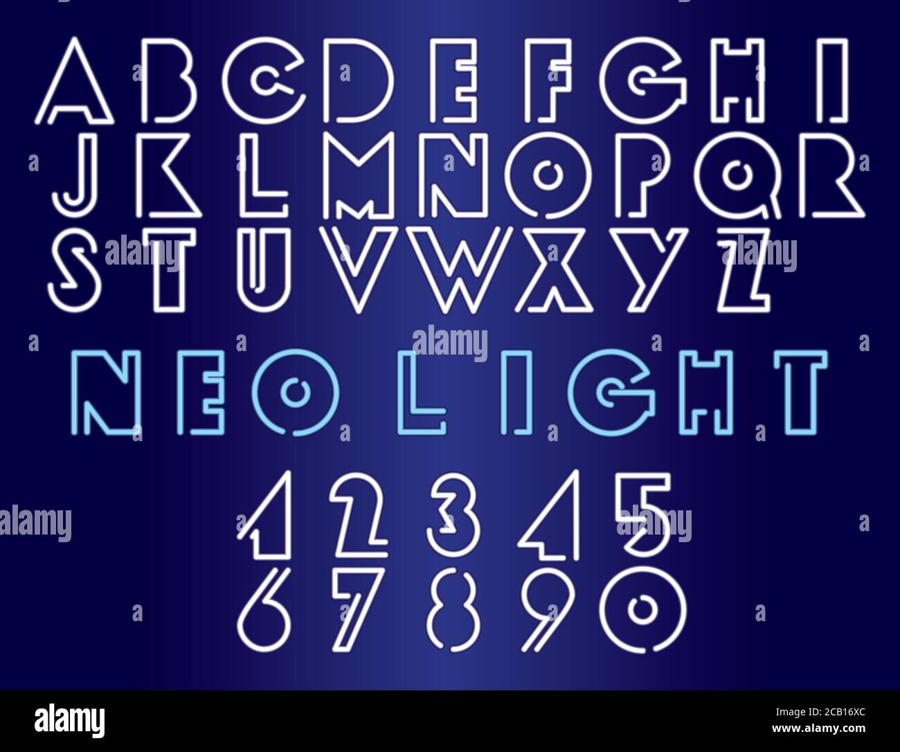 Neo Light - Neon font set, vector illustration. Neon sign creator Stock ...
