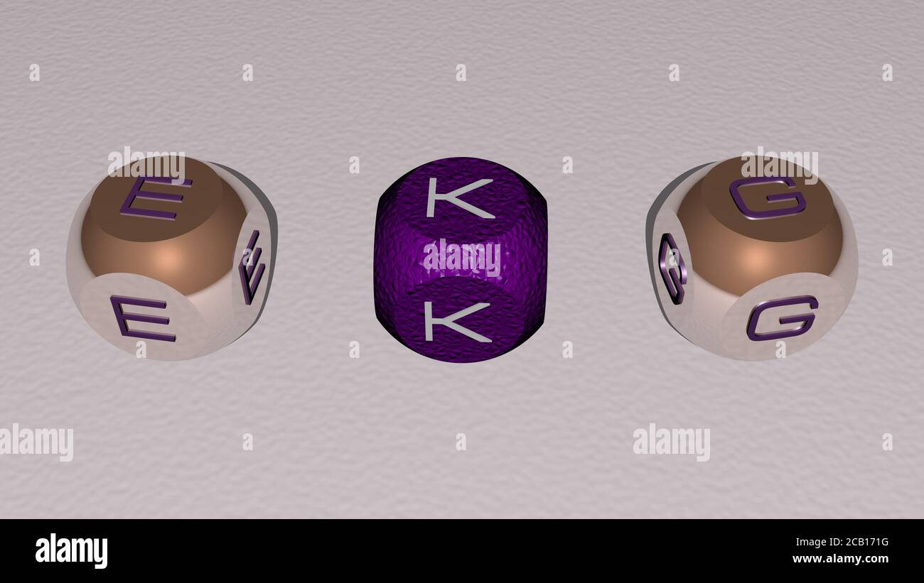 ekg text by cubic dice letters. 3D illustration. heart and ecg Stock ...