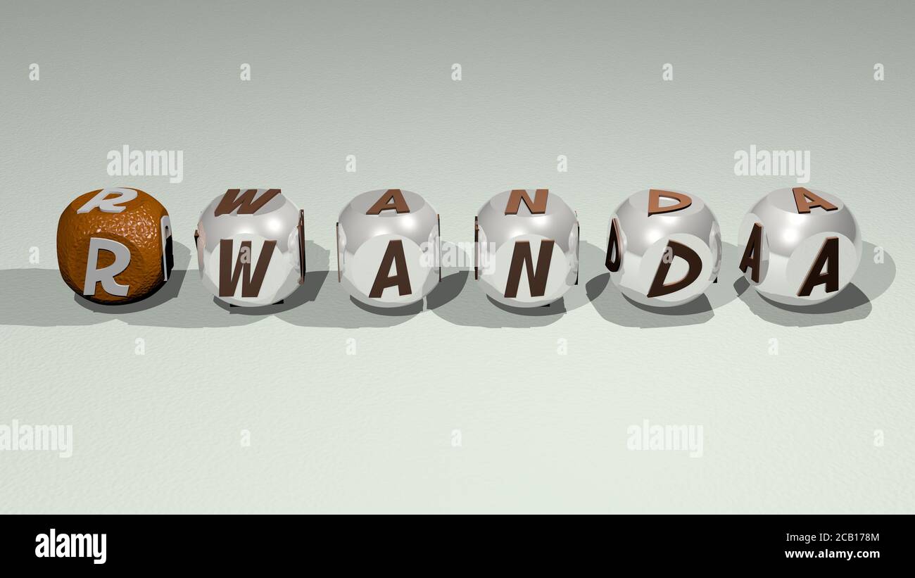 rwanda text of cubic individual letters. 3D illustration. africa and ...
