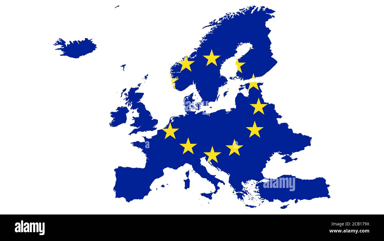 Europe map with flag on white background,illustration,textured ...