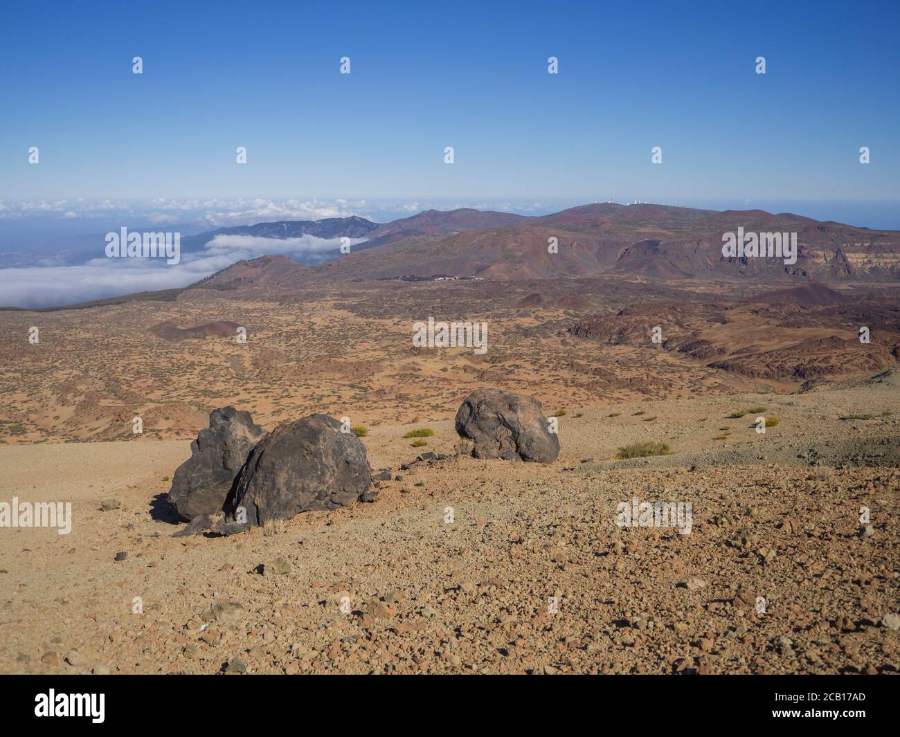 desert volcanic landscape with purple mountains in el teide national ...