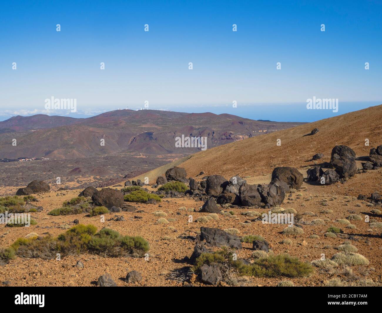 desert volcanic landscape with purple mountains in el teide national ...
