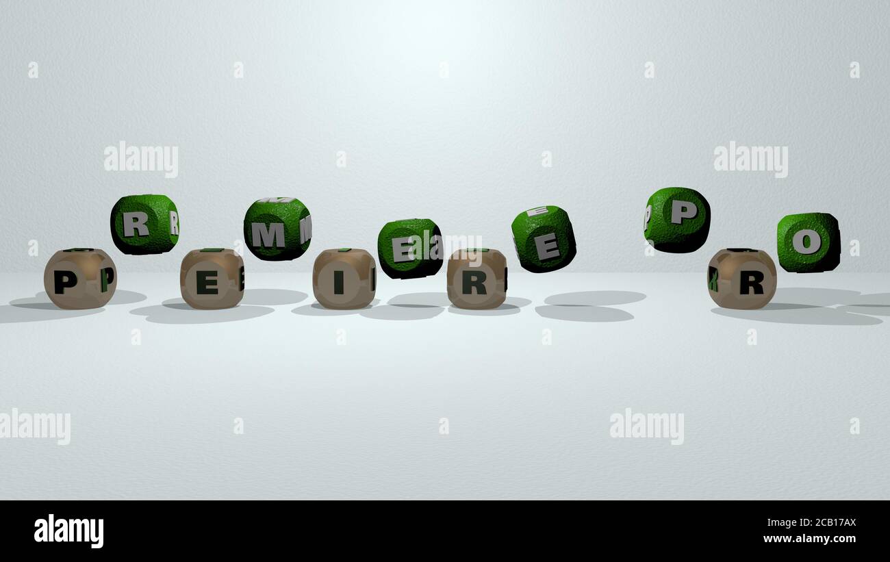 premiere pro dancing cubic letters. 3D illustration. editorial and film ...