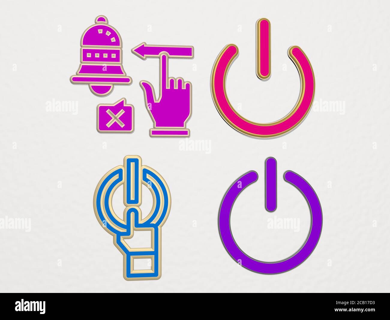 turn off 4 icons set. 3D illustration Stock Photo - Alamy
