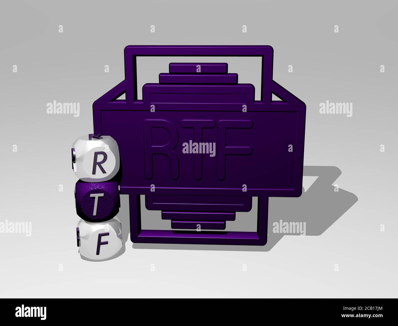 3D representation of RTF with icon on the wall and text arranged by ...