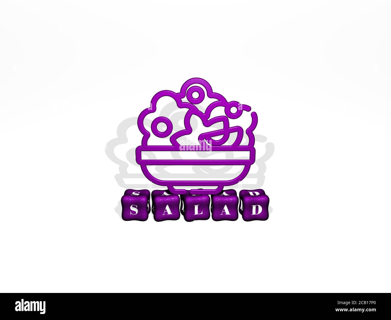 SALAD 3D icon on cubic text. 3D illustration. food and background Stock ...