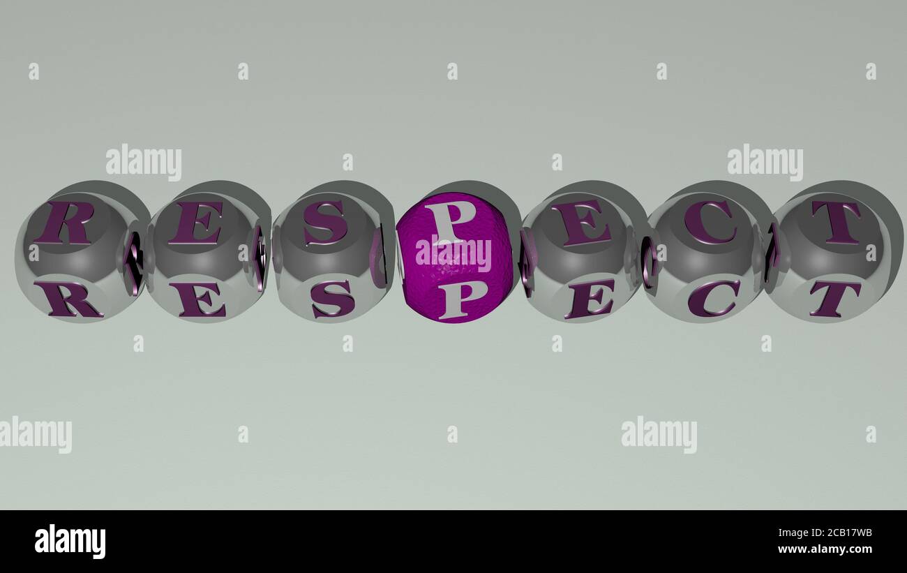 respect text by cubic dice letters. 3D illustration. concept and ...
