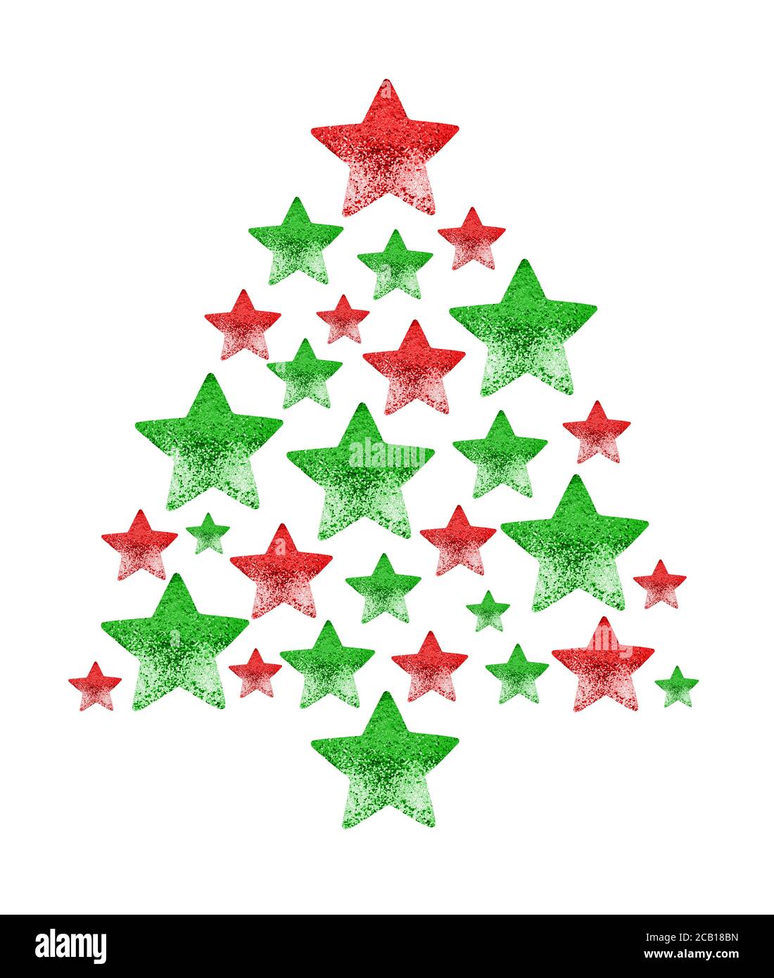 Christmas fir tree made of shiny stars white background isolated ...