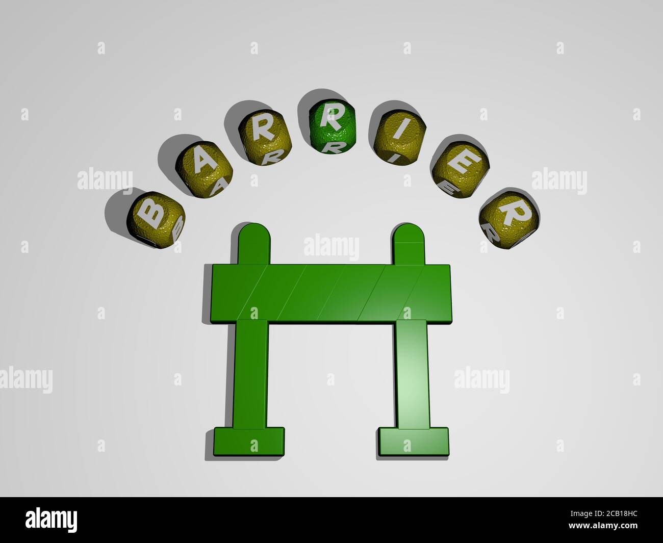 BARRIER icon surrounded by the text of individual letters. 3D ...