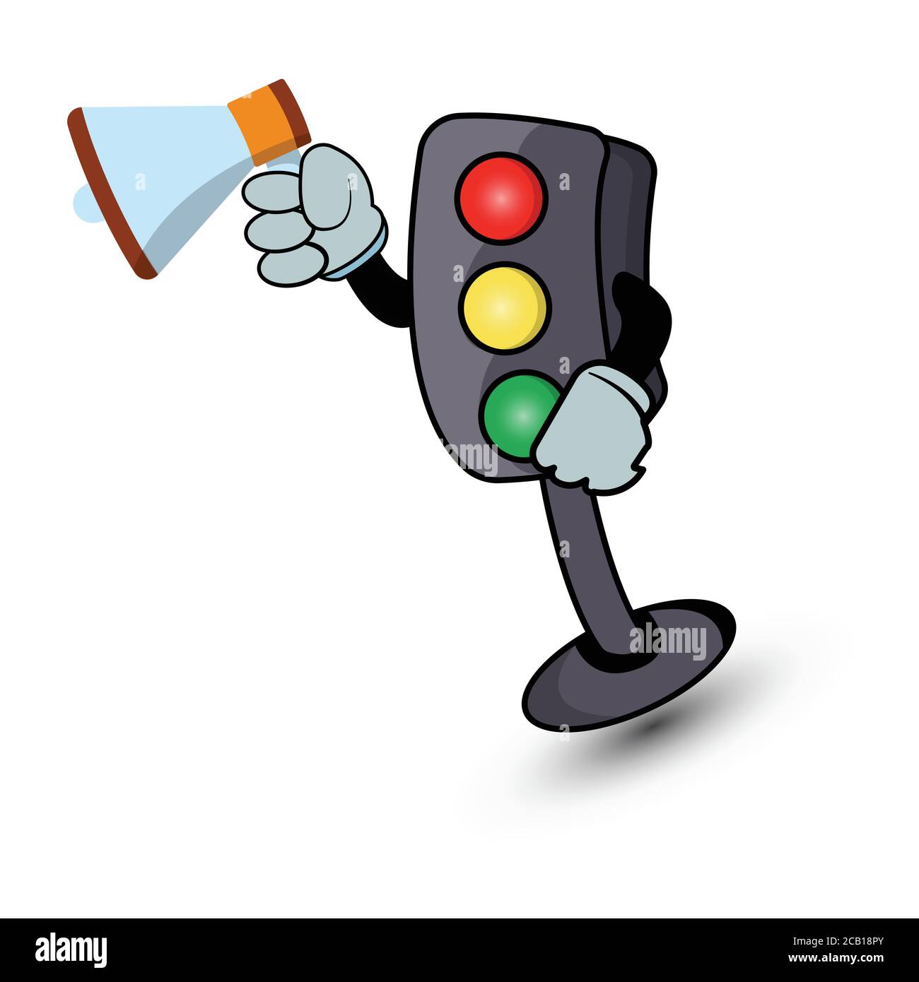 Traffic light character cartoon with megaphone. Design template vector ...