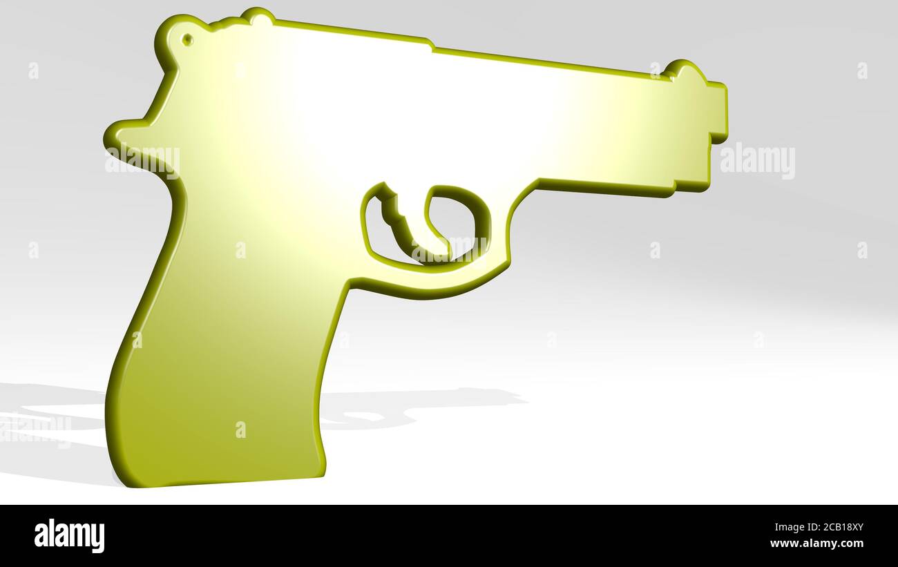 gun 3D icon casting shadow. 3D illustration. background and army Stock ...
