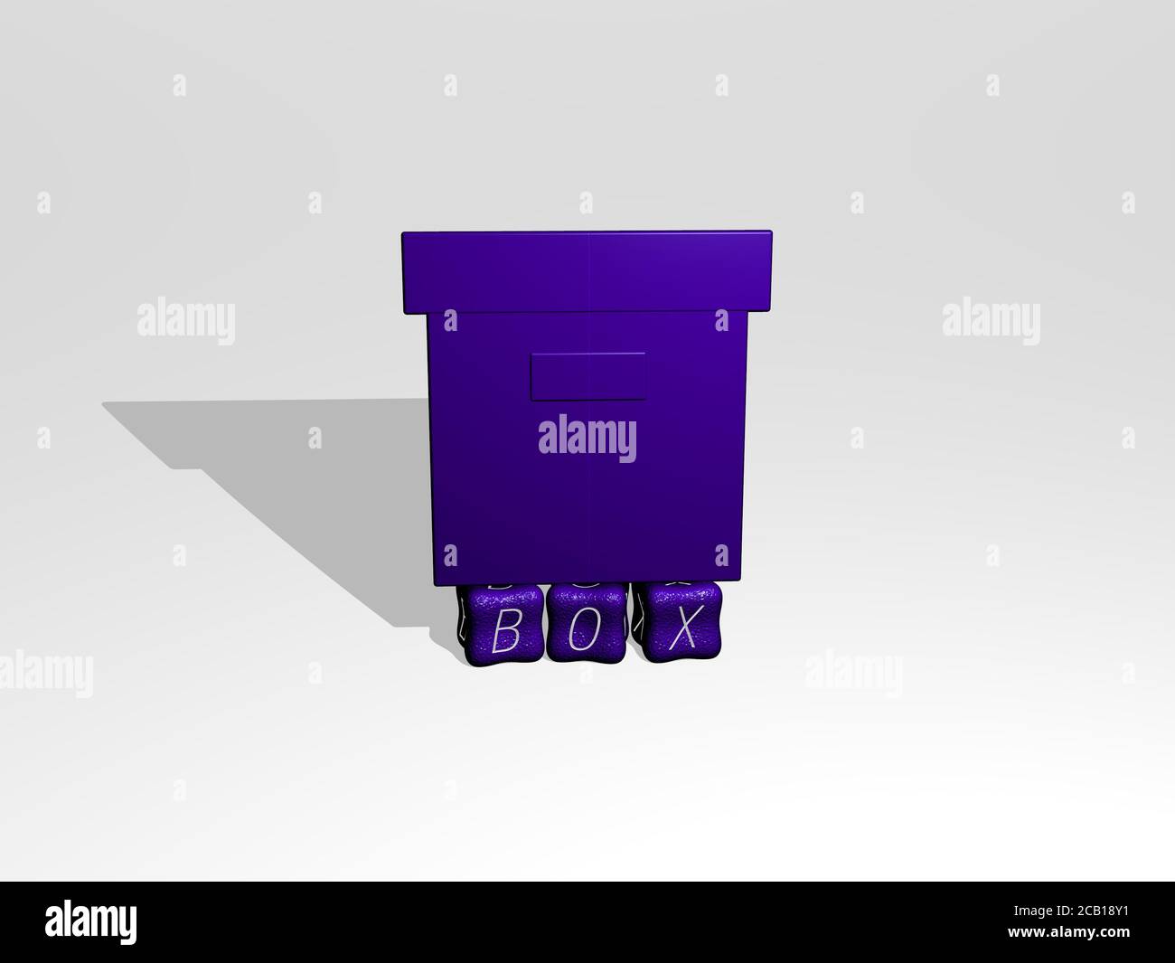 BOX 3D icon on cubic text. 3D illustration. background and gift Stock ...