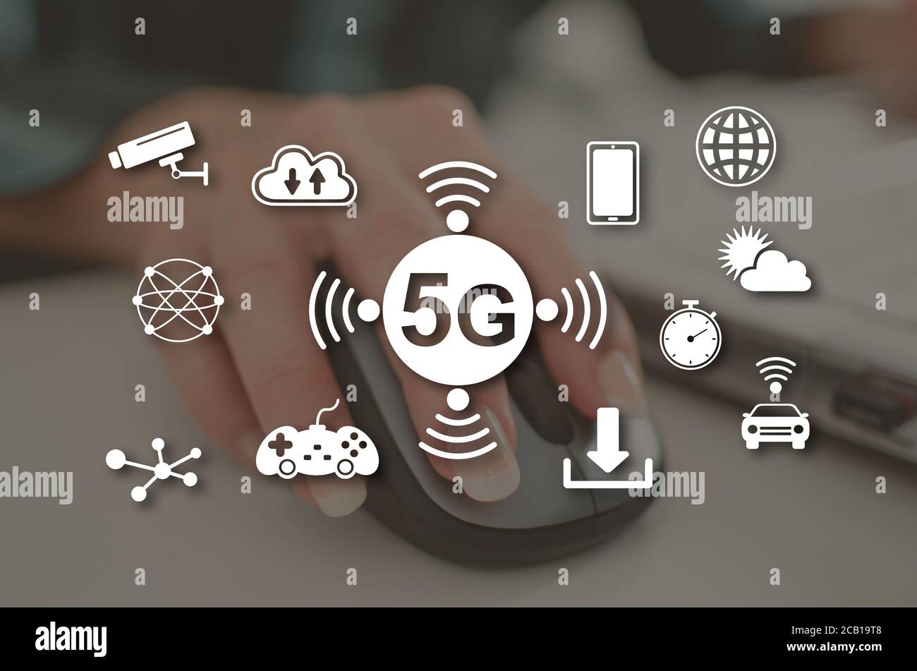 5g concept illustrated by a picture on background Stock Photo - Alamy