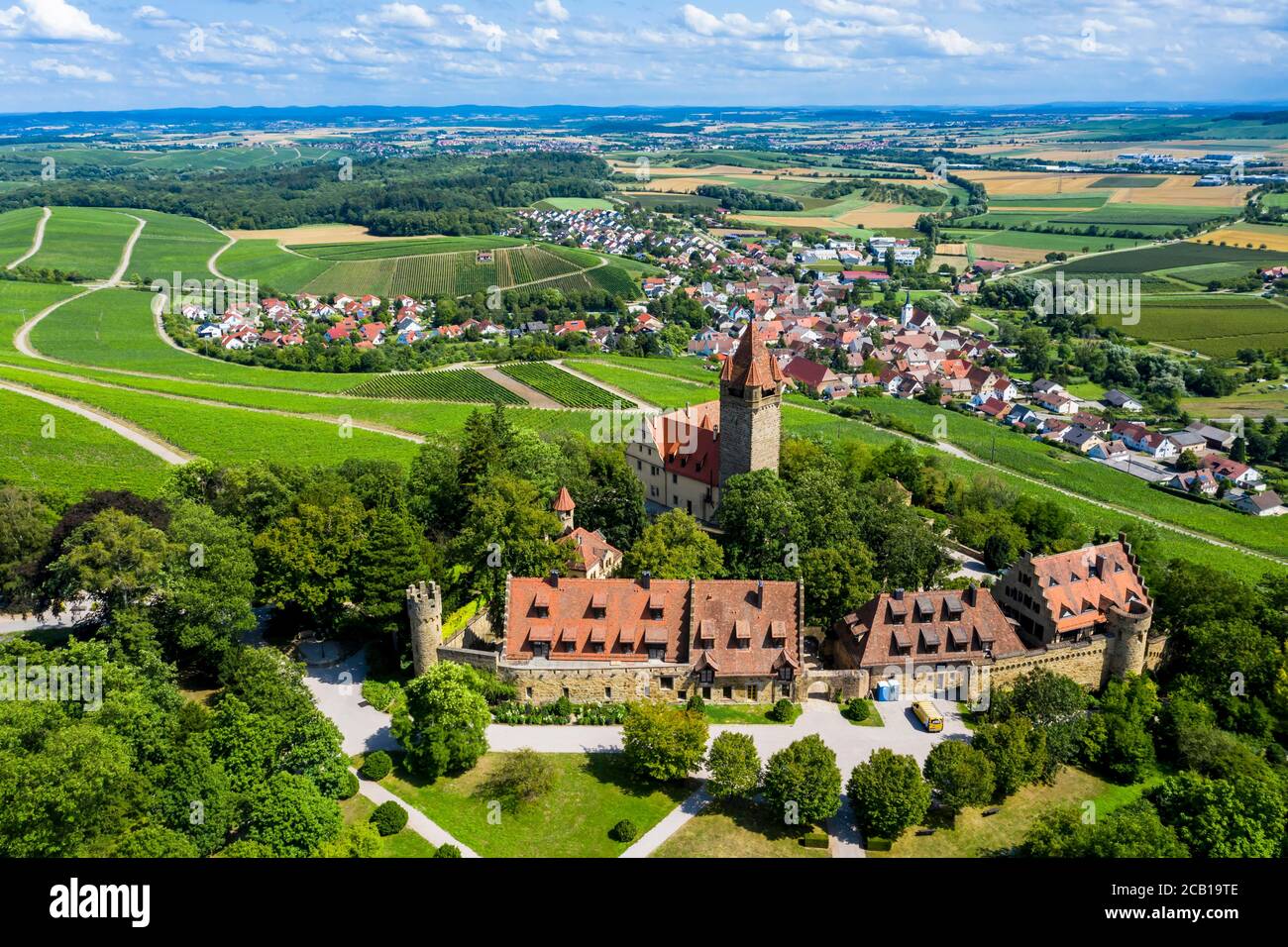 Aerial view, Stocksberg Castle, Stockheim, Brackenheim, Baden ...