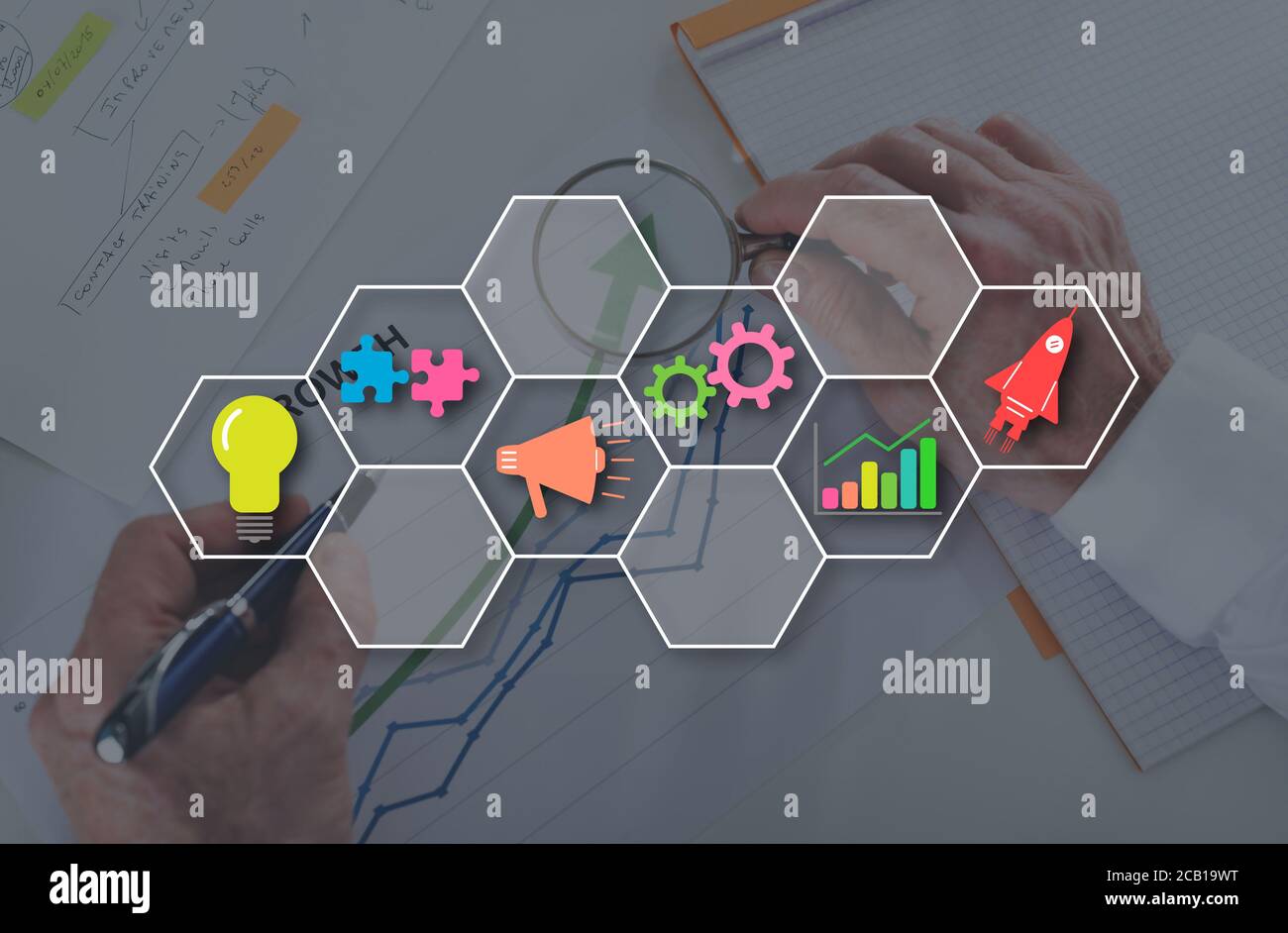 Business strategy concept illustrated by a picture on background Stock ...