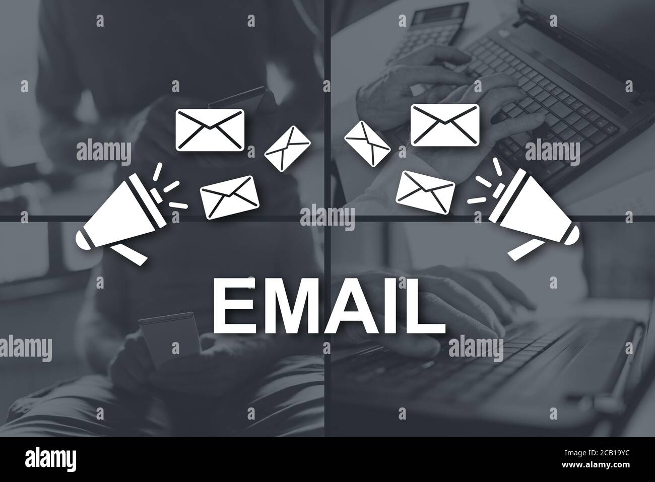 Email concept illustrated by pictures on background Stock Photo - Alamy