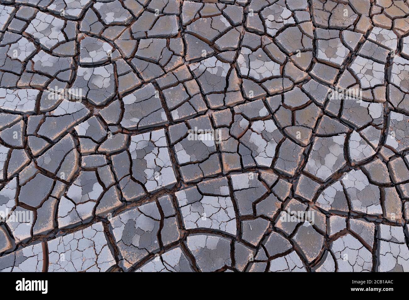 Cracks in clay soil form mosaic-like structure, geothermal field ...