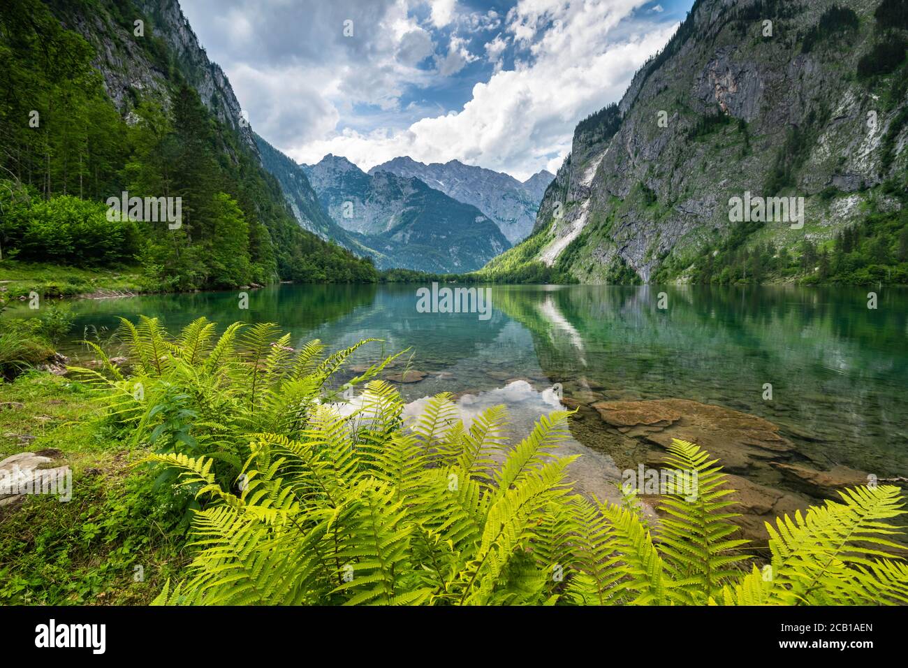 Obersee with Watzmann massif, Koenigssee, Berchtesgaden National Park ...
