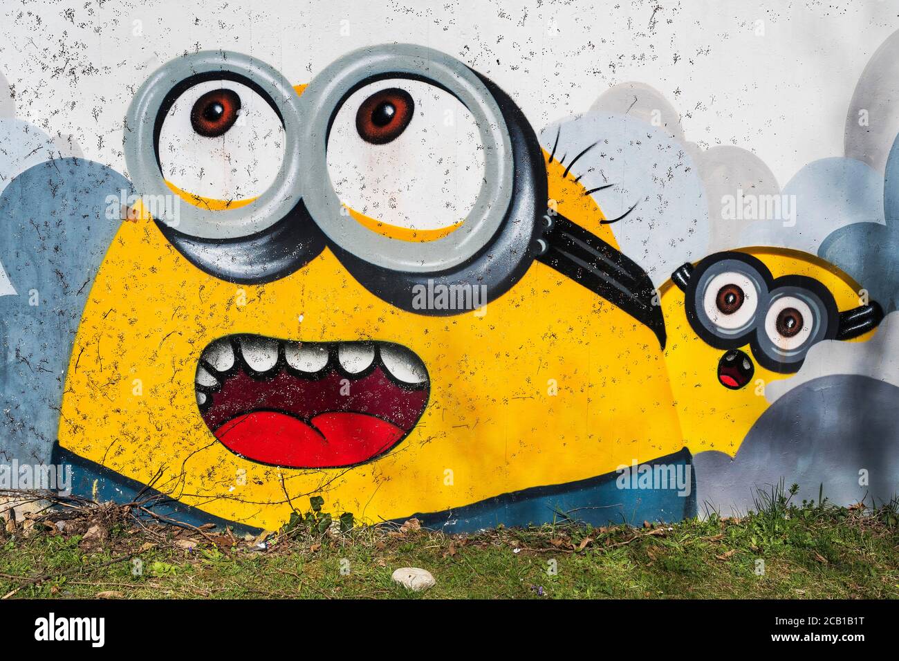 Wall with graffiti, Minions, Giesing, Munich, Upper Bavaria, Bavaria ...