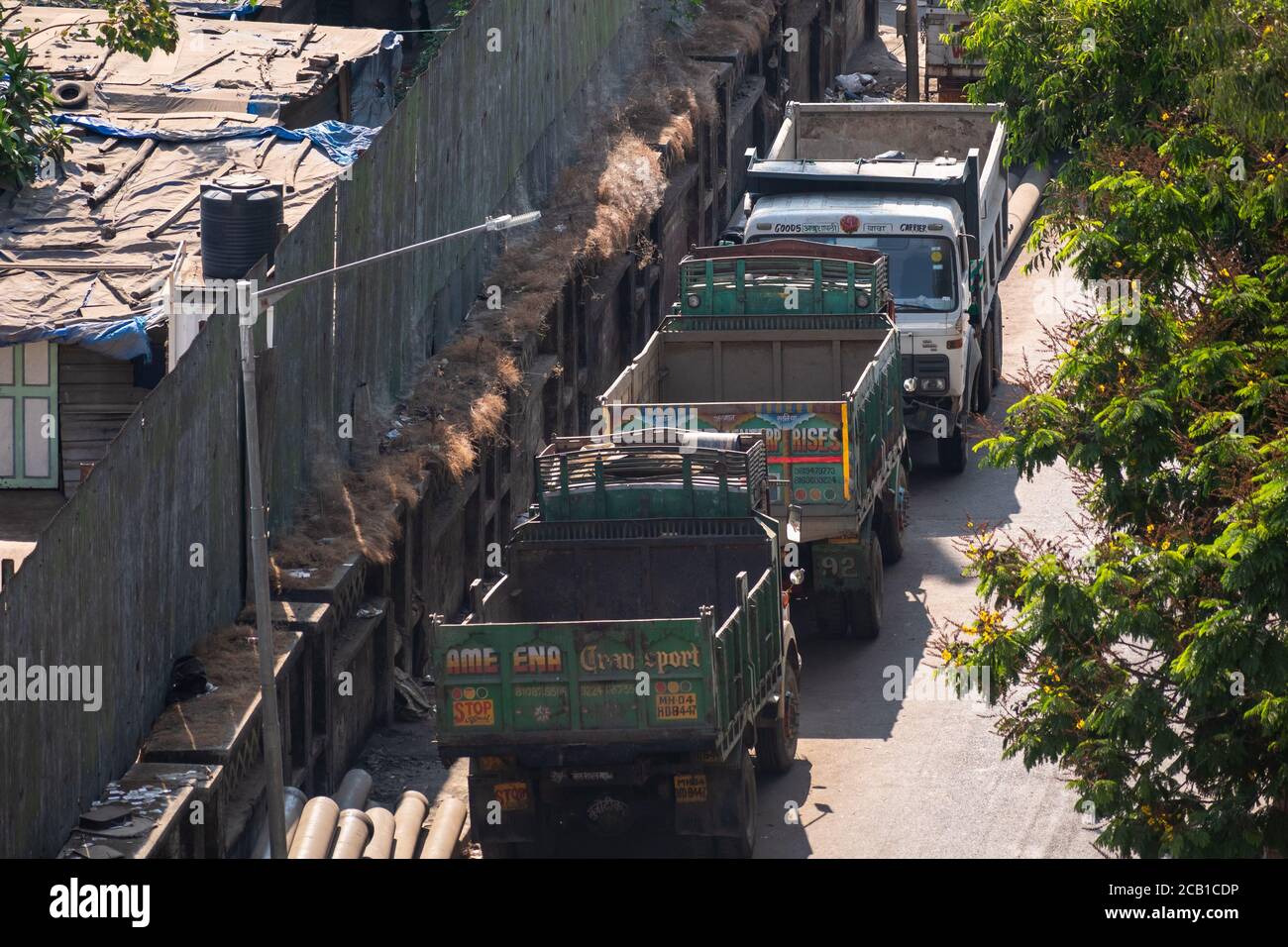 Mumbai, Maharashtra, India - March 2020: Delivery trucks and lorries ...