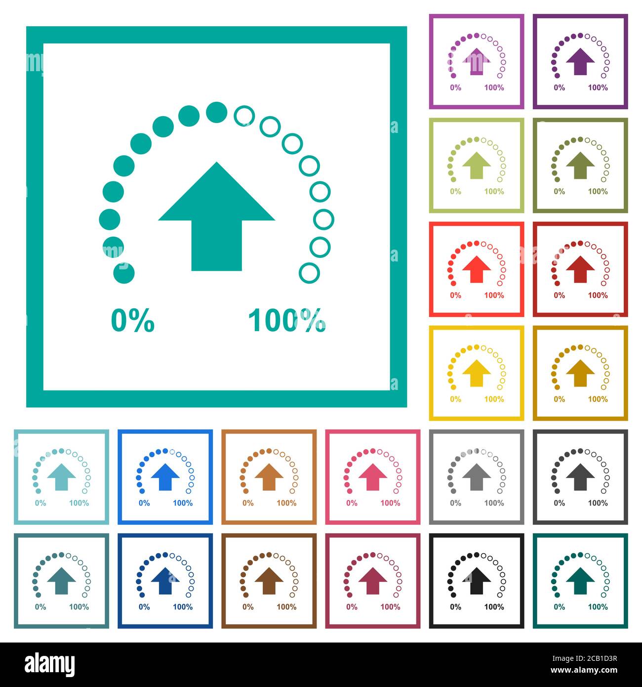 Download in progress flat color icons with quadrant frames on white ...