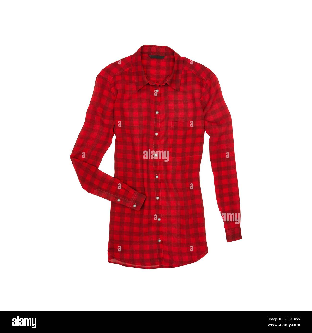 Red checkered blouse. Fashionable concept. Isolated. White background ...