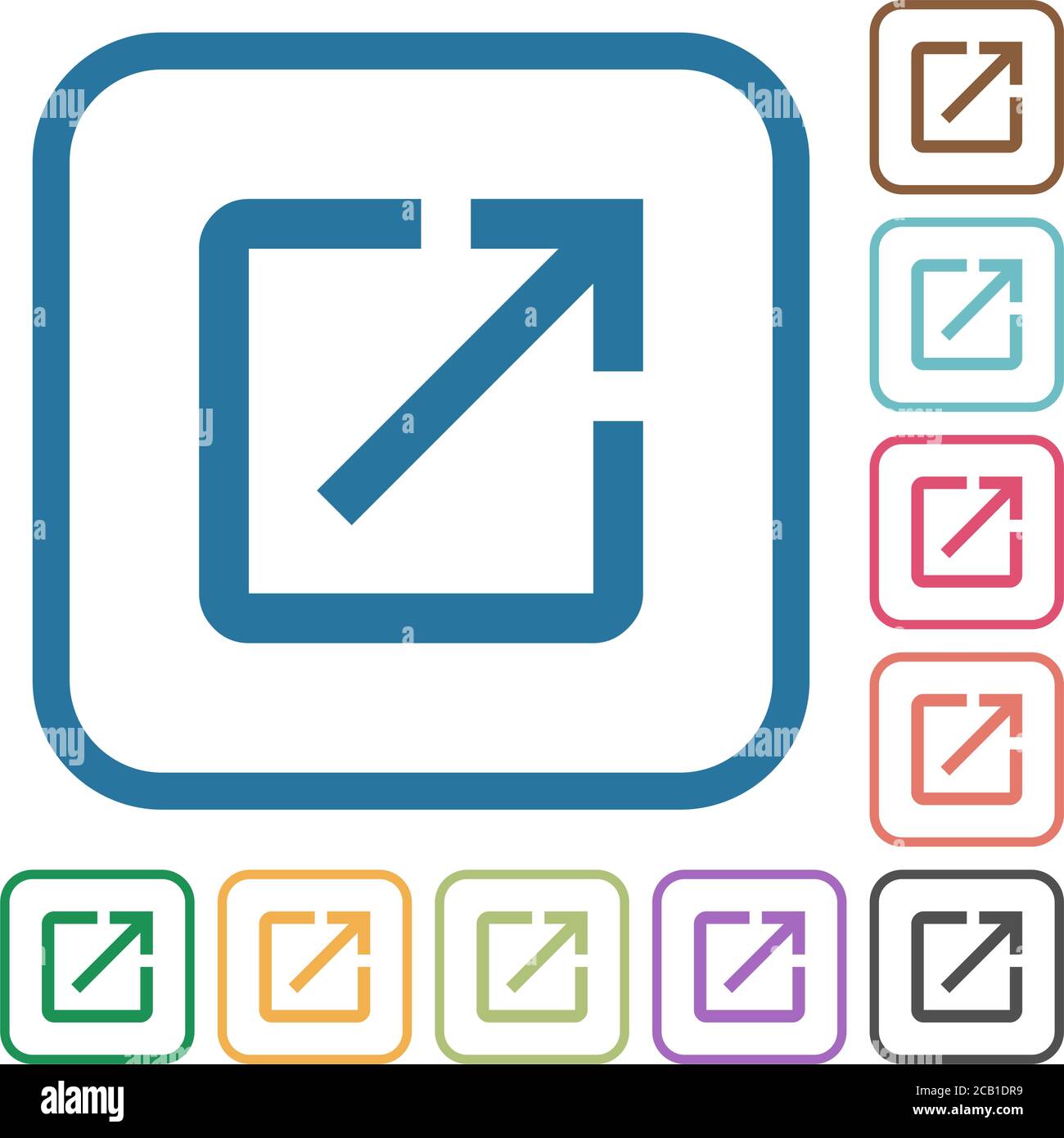 Launch application simple icons in color rounded square frames on white background Stock Vector ...