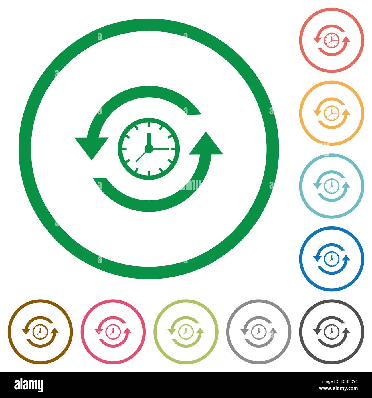 History flat color icons in round outlines on white background Stock ...