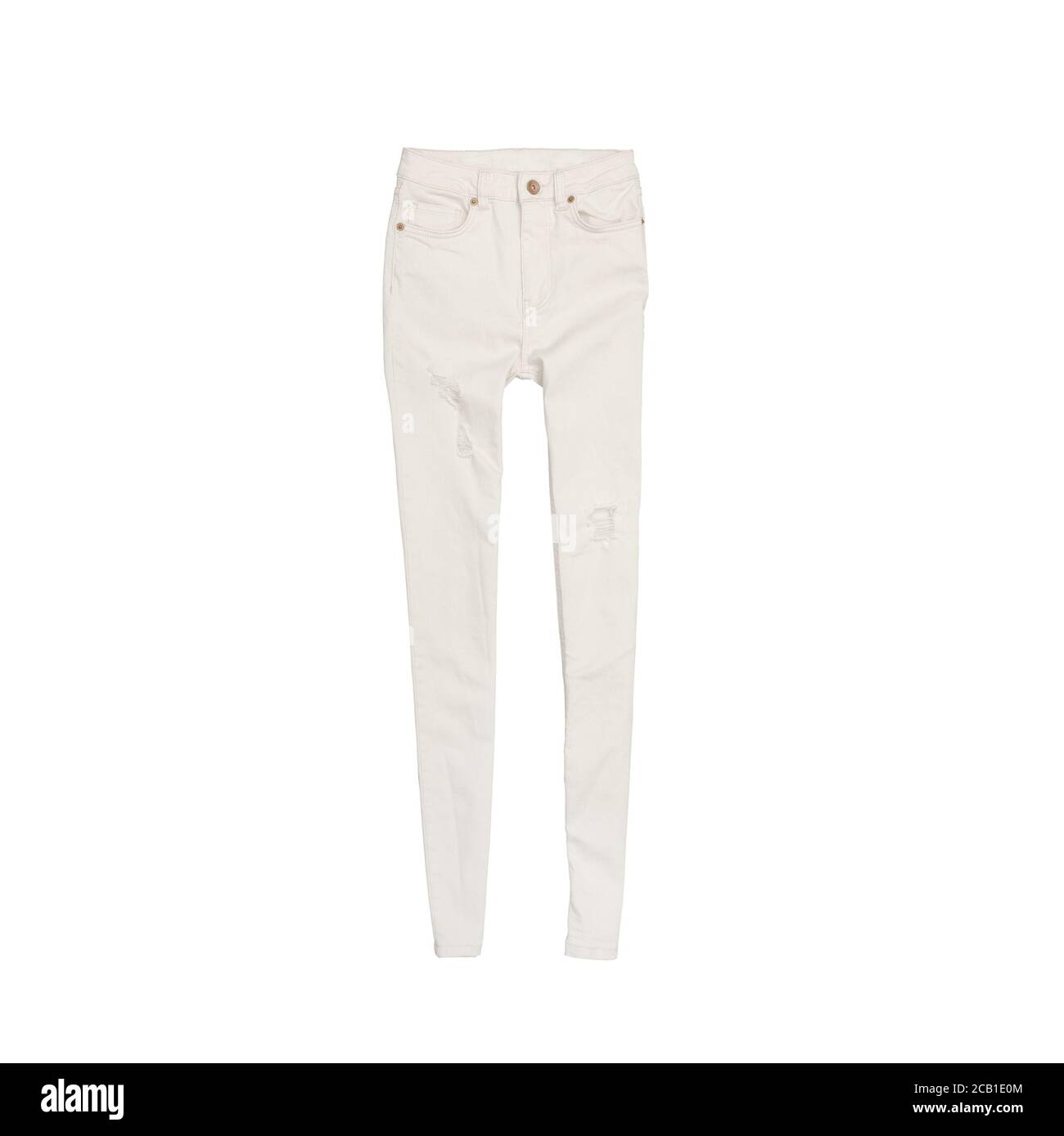 White jeans. Fashionable concept. Isolated. White background Stock ...