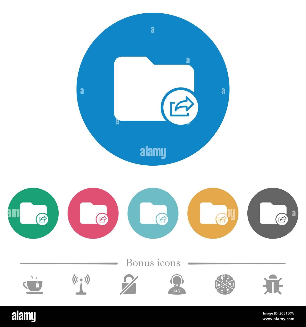 Export directory flat white icons on round color backgrounds. 6 bonus ...