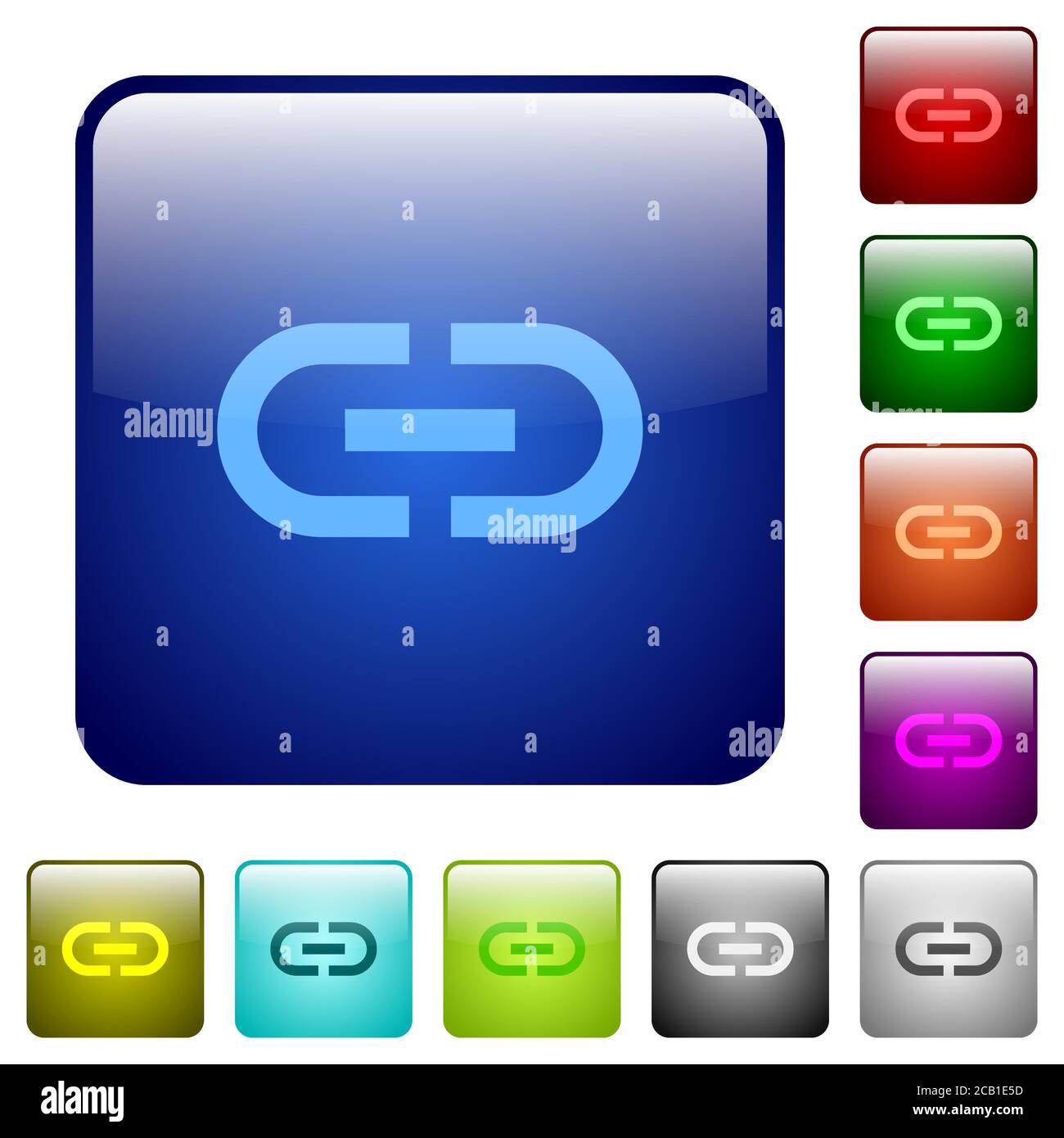 Insert link icons in rounded square color glossy button set Stock ...