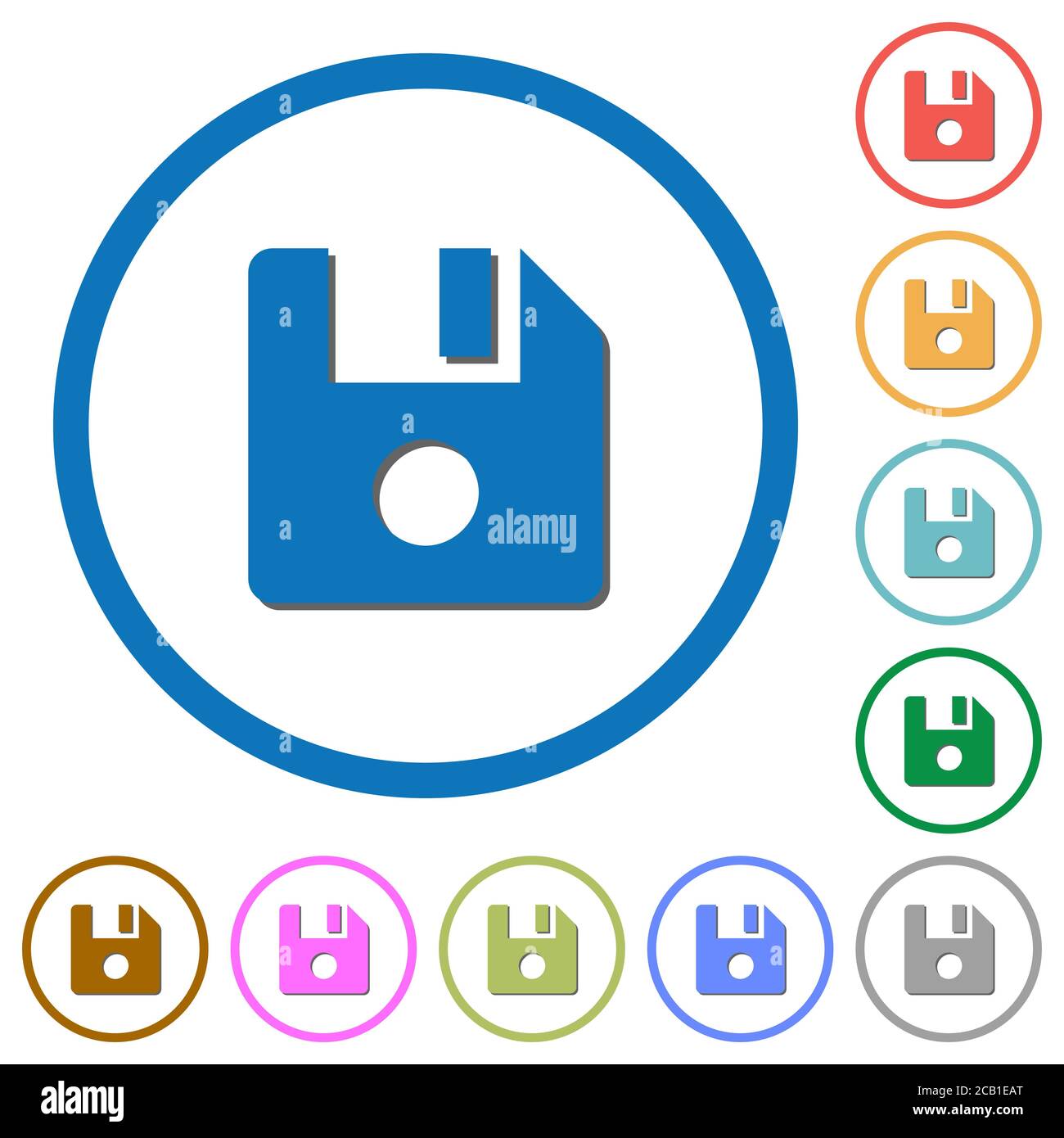 File record flat color vector icons with shadows in round outlines on ...