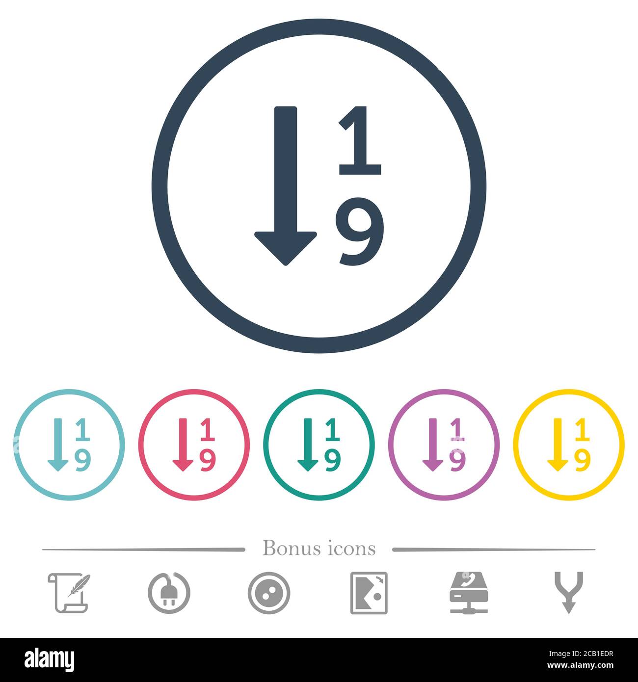 Ascending numbered list flat color icons in round outlines. 6 bonus ...