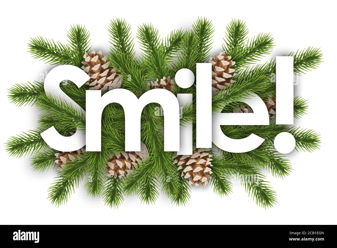 smile in christmas background - pine branchs Stock Photo - Alamy
