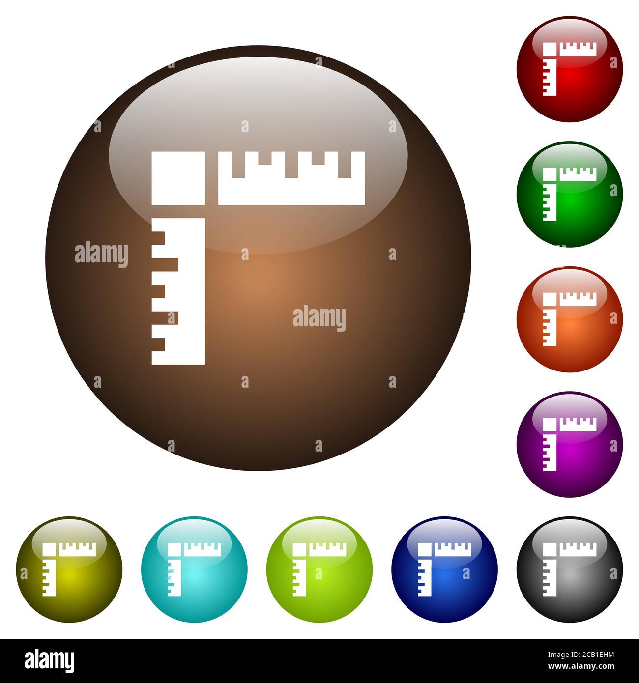 Page rulers white icons on round color glass buttons Stock Vector Image ...