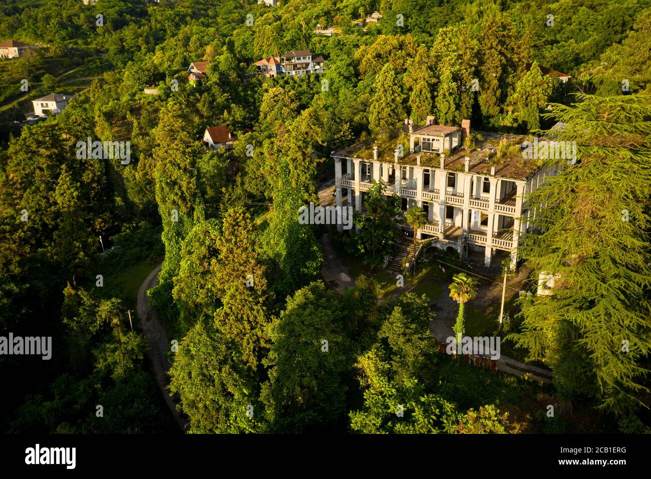 Aerial view of an old abandoned mansion in Ajara, Georgia Stock Photo ...