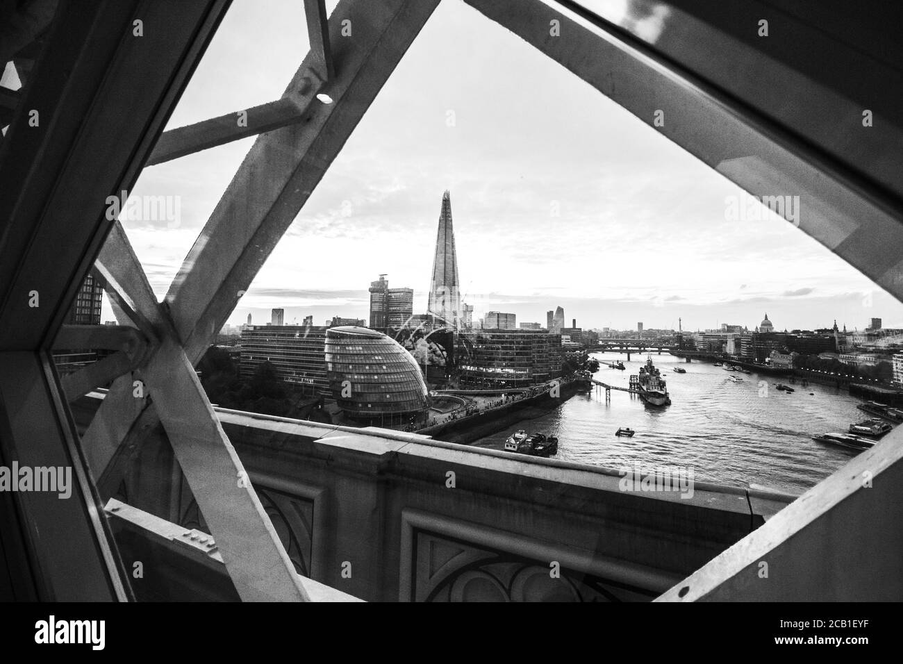 Grayscale cityscape from a window in London, England Stock Photo - Alamy