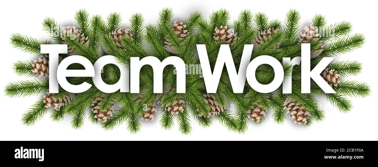 team work in christmas background - pine branchs Stock Photo - Alamy