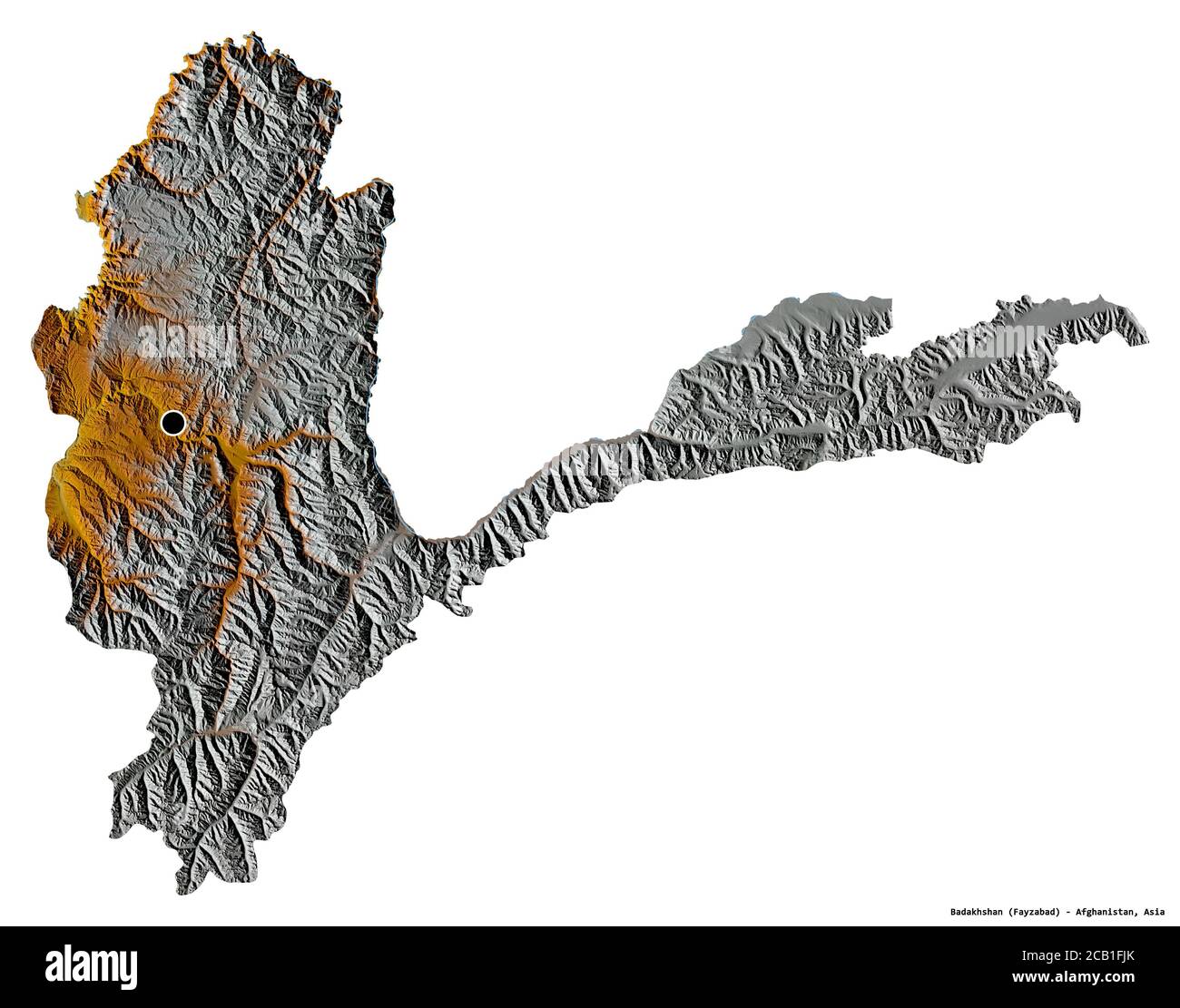 Shape of Badakhshan, province of Afghanistan, with its capital isolated ...