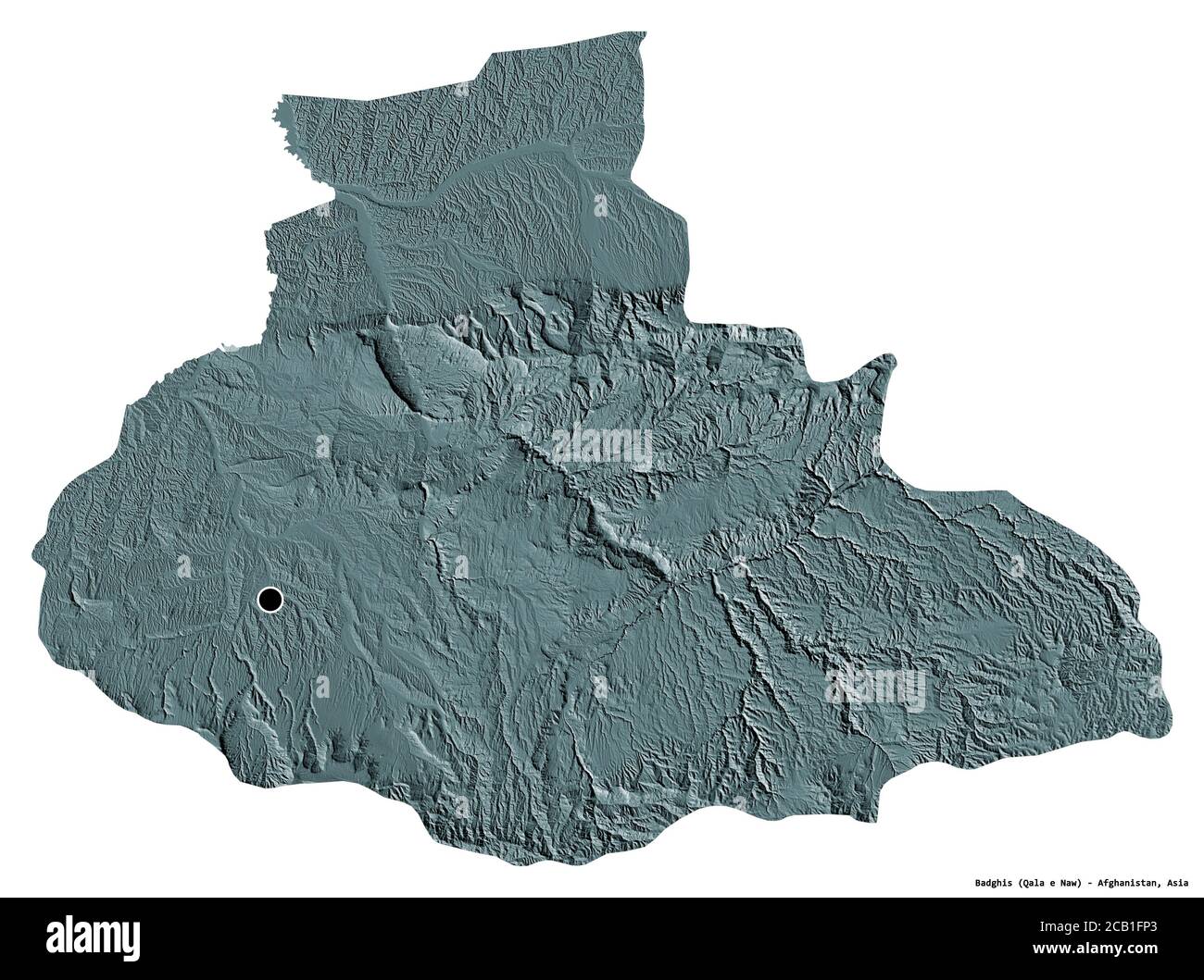 Shape of Badghis, province of Afghanistan, with its capital isolated on ...