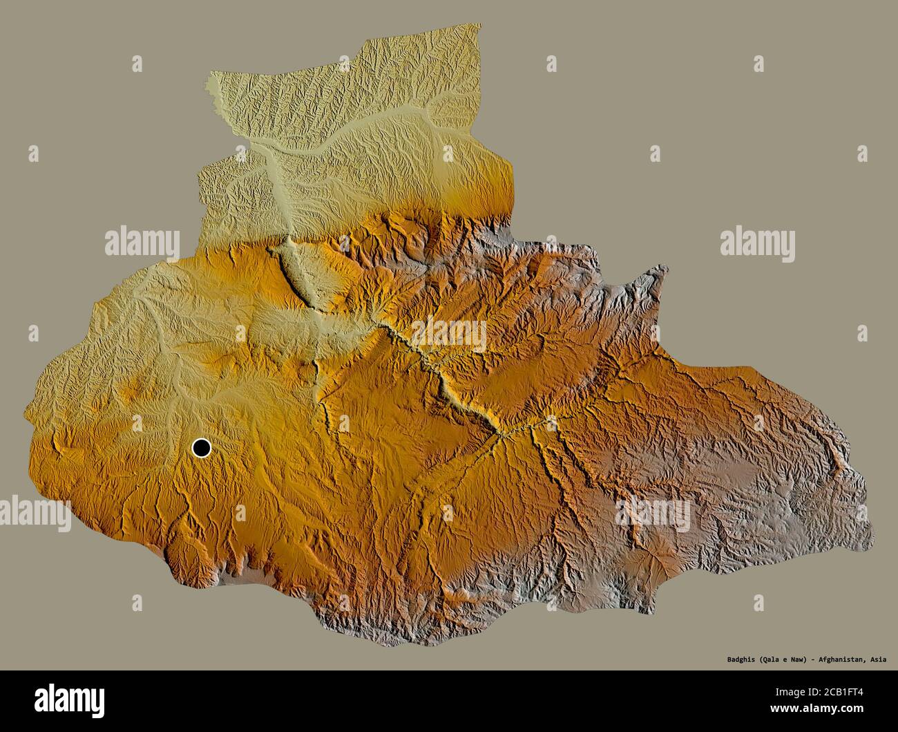 Shape of Badghis, province of Afghanistan, with its capital isolated on ...