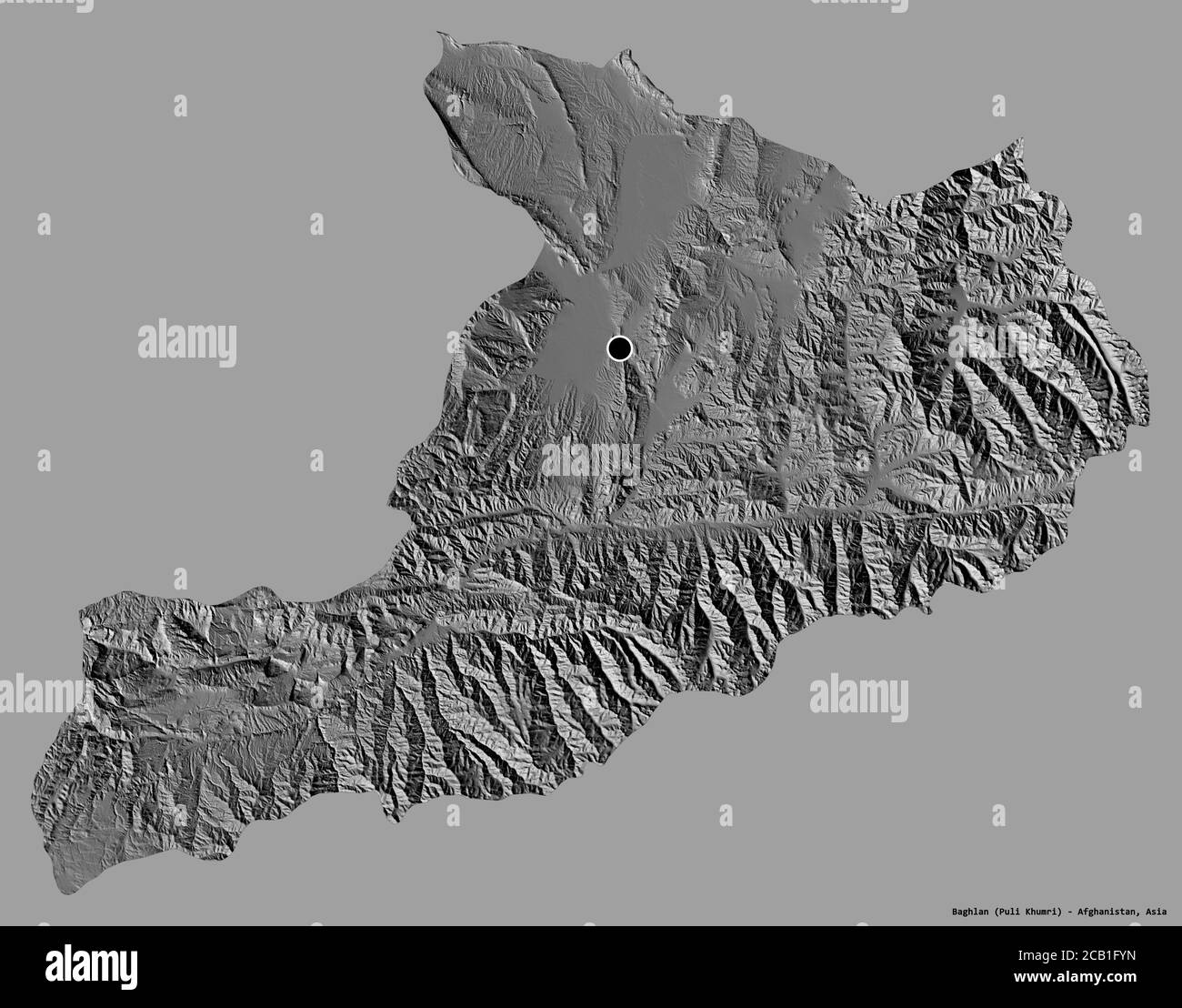 Shape of Baghlan, province of Afghanistan, with its capital isolated on ...